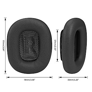 Sinowo Ear Cushions for Apple AirPods Max Headphones Replacement Leather Earpads Sweat Proof Ear Cups Cushion Easy to Install with Magnet, Protein Leather and Memory Foam(Black)