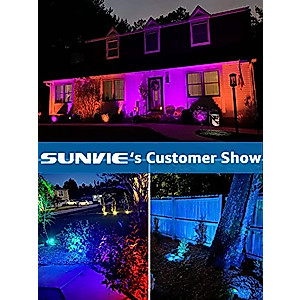SUNVIE 15W RGBW Spot Lights Outdoor LED Spotlight 120V Color Changing Landscape Lights with Remote Control Aluminum Waterproof Outdoor Spotlights Plug in for Yard Tree House Garden Christmas, 2 Pack