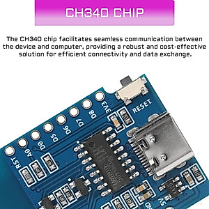 YEJMKJ 5pcs D1 Mini NodeMcu ESP8266 Module Type-C USB ESP-12F WLAN WiFi Internet Development Board Base on ESP8266 ESP-12F Compatible with Arduino, WeMos D1 Mini