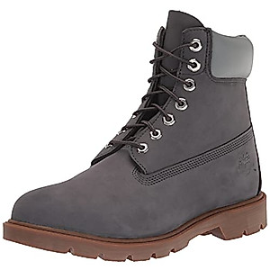 Timberland Men's 6 Inch Basic Waterproof Boots with Padded Collar, Dark Grey Nubuck, 10