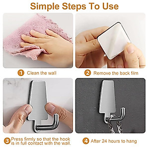 SYJINGLINK Wall Hooks for Hanging,Bath Towel Hooks ，Heavy Duty Waterproof Stainless Steel Hook,Modern Coat Hooks (Pine Hook (Silver) 8pcs)