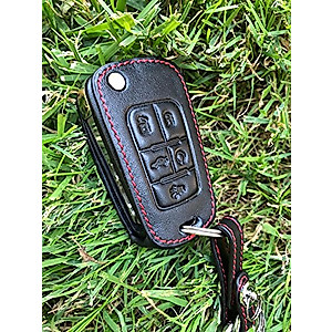 KAWIHEN Leather Key Fob Case Cover Compatible with Chevrolet Chevy Camaro Cruze Equinox Impala Malibu SS Sonic GMC Terrain Buick Encore Lacrosse Regal Verano OHT01060512