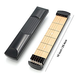 GOSONO 1set Pocket Acoustic Guitar Practice Tool 6 String Fingerboard 6 Fret Chord Trainer Portable Gadget with 2 Pick