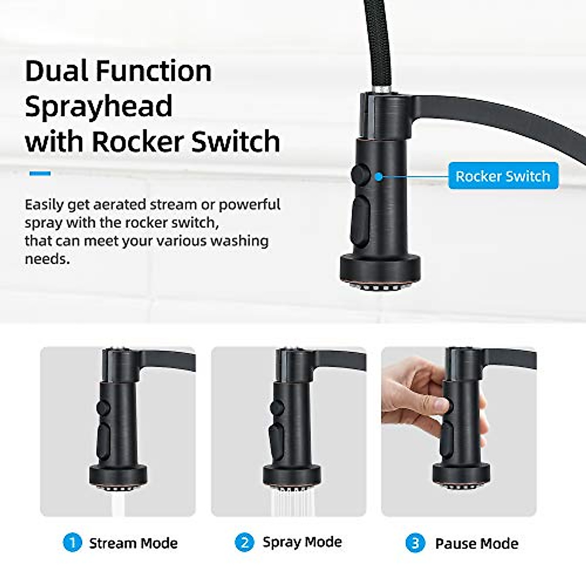 YITAHOME Kitchen Faucets with Pull Down Out Sprayer Oil Rubbed Bronze Commercial Sinks Faucet Single Hole Single Handle Brass Body for RV Laundry Kitchen (Oil Rubbed Bronze)