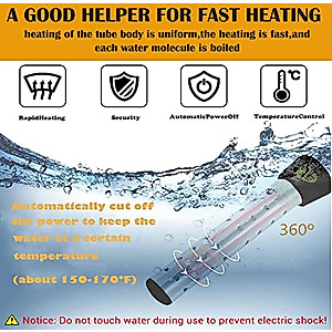Lakkzoom Immersion Water Heater with 304 Stainless Steel Cover Intelligent Temperature Control and Digital LCD Thermometer Electric Portable Bucket Heater Heat 5 Gallons of Water in Minutes 1500W