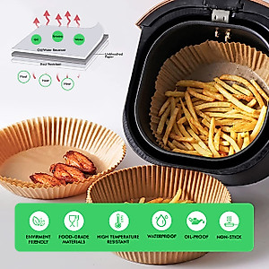 Air Fryer Liners Disposable 100PCS 7.9inch, Non-stick Round Unbleached Parchment Paper for Baking, Oil-proof, 5-8 QT Air Fryer Ninja Cosori Gourmia Instant Pot Accessories