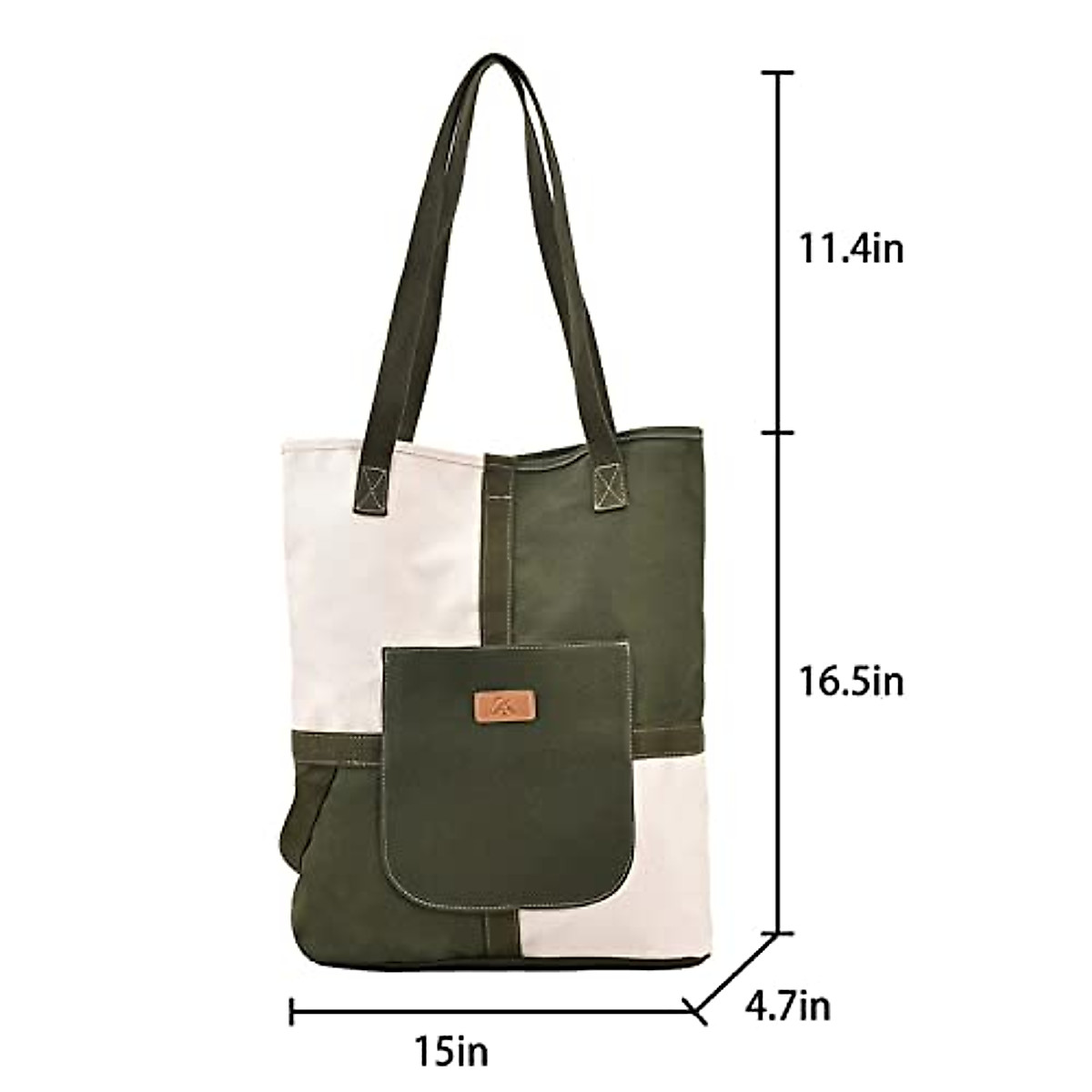 Canvas Tote Bag for Women Large Size Shoulder Handbags with Inner zipper Pockets Multicolor Casual(Green)