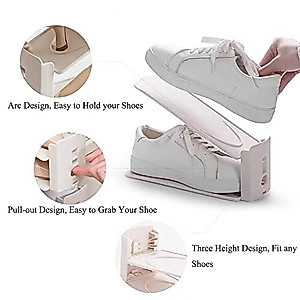 Yagizaai Bayou Shoe Slots, 8 PCS Shoes Slots Organizer, 3-Level Adjustable Shoe Stacker, Upgraded Shoe Space Saver, 50% Space-Saving Shoe Holders(Apricot)