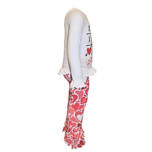 Unique Baby Girls Valentines Day Love Always Wins Pants Set (4t, Love Wins)