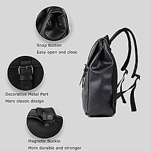 Business Laptop Backapck, Pu Leather Backpack for Travelling Business College, Fits 14.5 Inch Notebook
