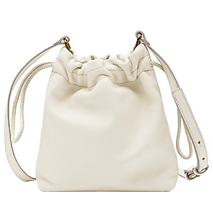 Fossil Women's Gigi Eco-Leather Small Drawstring Crossbody Purse Handbag, Angora (Model: ZB1526159)