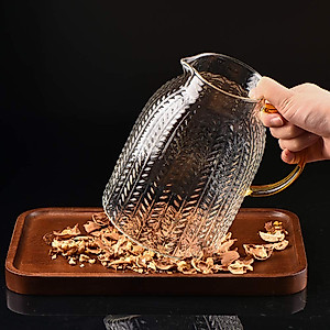 Warm Crystal, The Glass Water Pitcher with Lid and Handle, Glass Tea Pitcher, Carafe, Teapot and Jug for Coffee, Juice, Ice Water and Flower Tea Suitable for Your Fridge and Coffeemaker (60 oz)