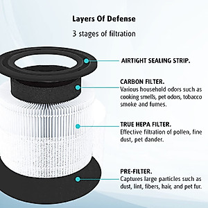 3-in-1 Replacement Filters Compatible with BISSELL MYair Pro Air Purifier 3139A 3139B, Esctabalt 2-Pack 3139A Replacements True HEPA Filter, 3069, White