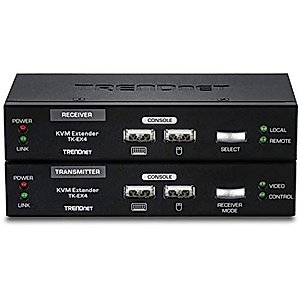TRENDnet KVM Extension Kit, Extend Keyboard/Video/Mouse Controls, up to 100 Meters (328 ft.), Hot-Keys, Transmitter, Receiver, PS/2, VGA, TK-EX4