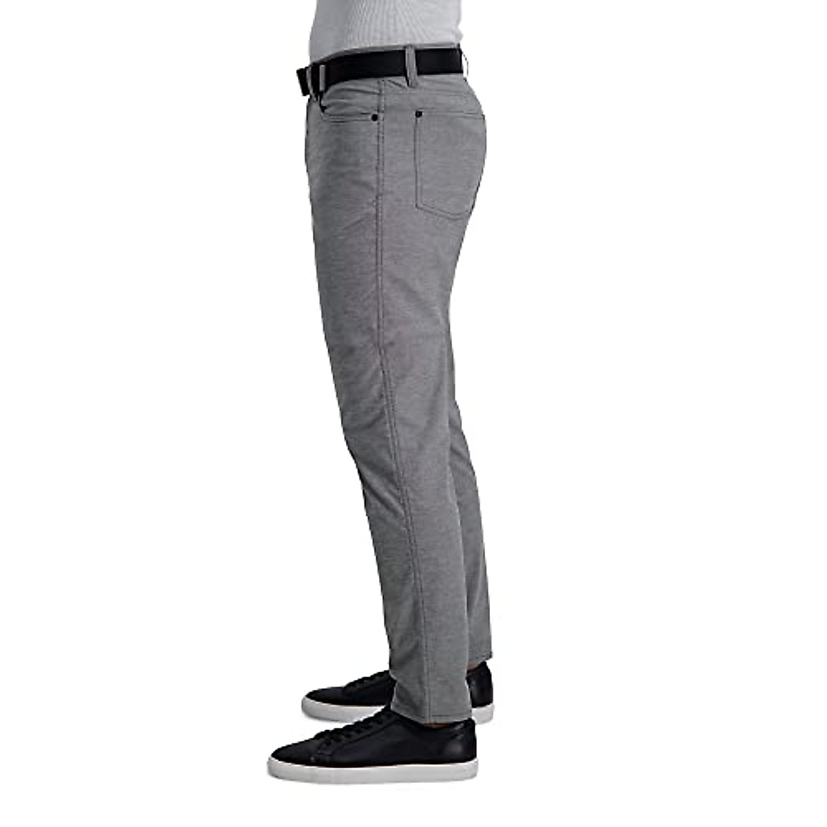 Haggar Men's The Active Series Slim/Straight Fit Flat Front Pant, String Canvas, 36 x 32