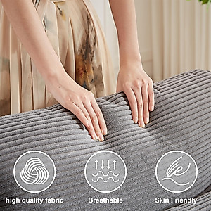 ATUMON 60" Corduroy Loveseat Sofa,Comfy Upholstered Leisure Lounge Chairs Single Sofa with 2 Waist Pillow for Bedroom,Living Room (Grey, 60" Corduroy Loveseat)