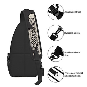 Yamegoun Funny Skull Sling Bag Backpack Women Men Crossbody Shoulder Chest Bag Unisex for Travel Casual Hiking with Adjustable Strap
