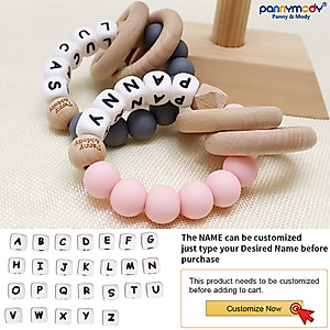 Panny & Mody Personalized Stroller Clip and Shaker Toy with Name (Pink)