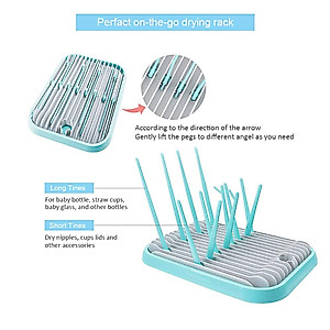 Hestier Baby Bottle Drying Rack with Bottle Cleaning Brush Set/Plastic Bag and Bottle Dryer - Drying Rack and The Planet Folds for Easy Storage