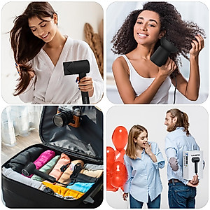 LOVEPS Hair Dryer with Diffuser, 110000 RPM Brushless Motor Ionic Blow Dryer, Portable Quiet Electric Hair Dryers Low Noise, Magnetic Nozzle, Fast Drying for Travel, Salon, Women Gifts - Black