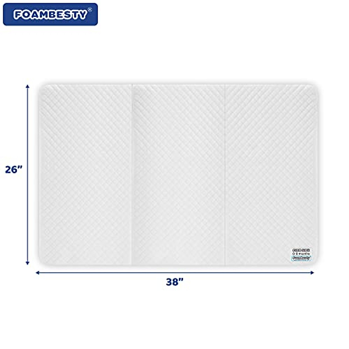 Foambesty®️ Tri-fold Pack n Play Mattress Pad, Portable Pack and Play Mattress, Dual Sided Playard Pad Playpen Foam for Baby & Toddlers, Mini Crib Mattress Nap Mat (38''x26''), Includes Carry Bag