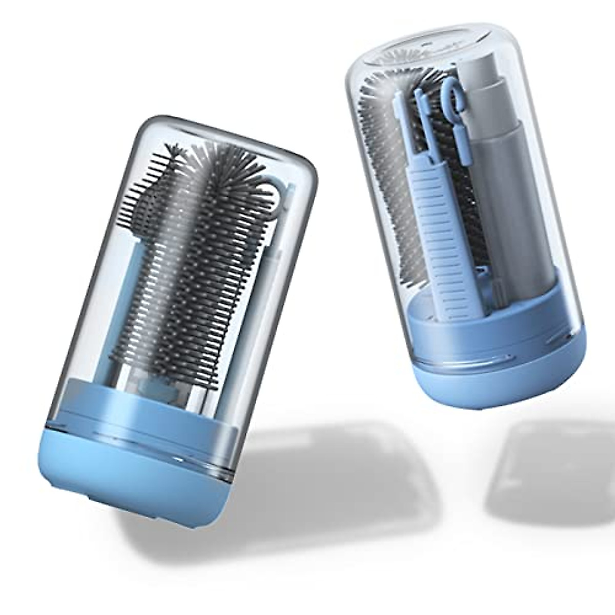 WHNL Travel Bottle Cleaner Kit with Baby Bottle Brush Set and Drying Base,Soap Dispenser,Gift for New Moms(Cobalt Blue)