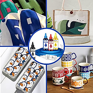 1DFAUL DTF Transfer Ink, DTF Ink Refill for Inkjet Printers Heat Transfer Film Printing, KCMY & White 6PCS Sets (100ML)