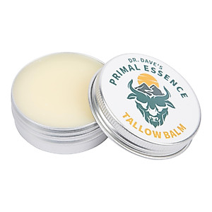 Dr. Dave's Primal Essence Grass Fed Beef Tallow for Skin - Tallow Balm with Shea Butter, Organic Jojoba Oil, Honey, Beeswax - Face and Body Moisturizer - Unscented - 1 oz