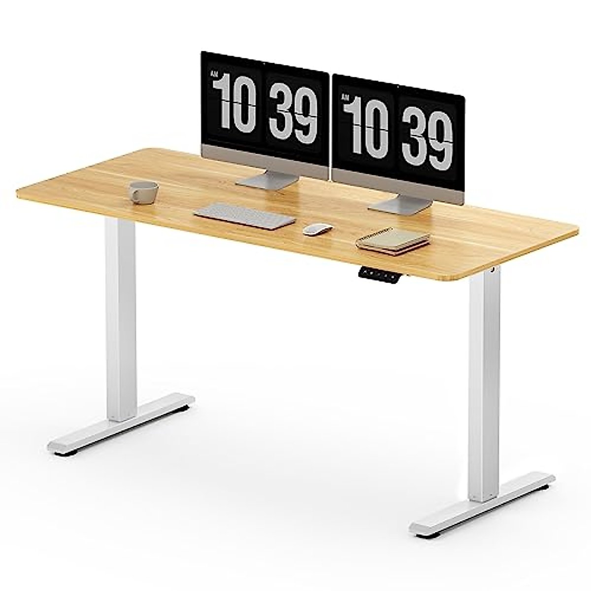 SANODESK Standing Desk Adjustable Height, 55x24 Inch Stand up Desk for Home Office Computer Desk with Memory Preset(55x28 Joint Boards,Maple)