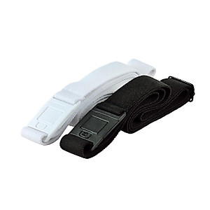 BELTAWAY Easily Adjustable No Show Elastic Belts for Women – Invisible, Flat Buckle, Buckleless Stretch Belts Soft, Non-Slip – Ideal for Jeans, Pants– Elastic, Flat Front –1.5" Width Blk-White, 16-4X