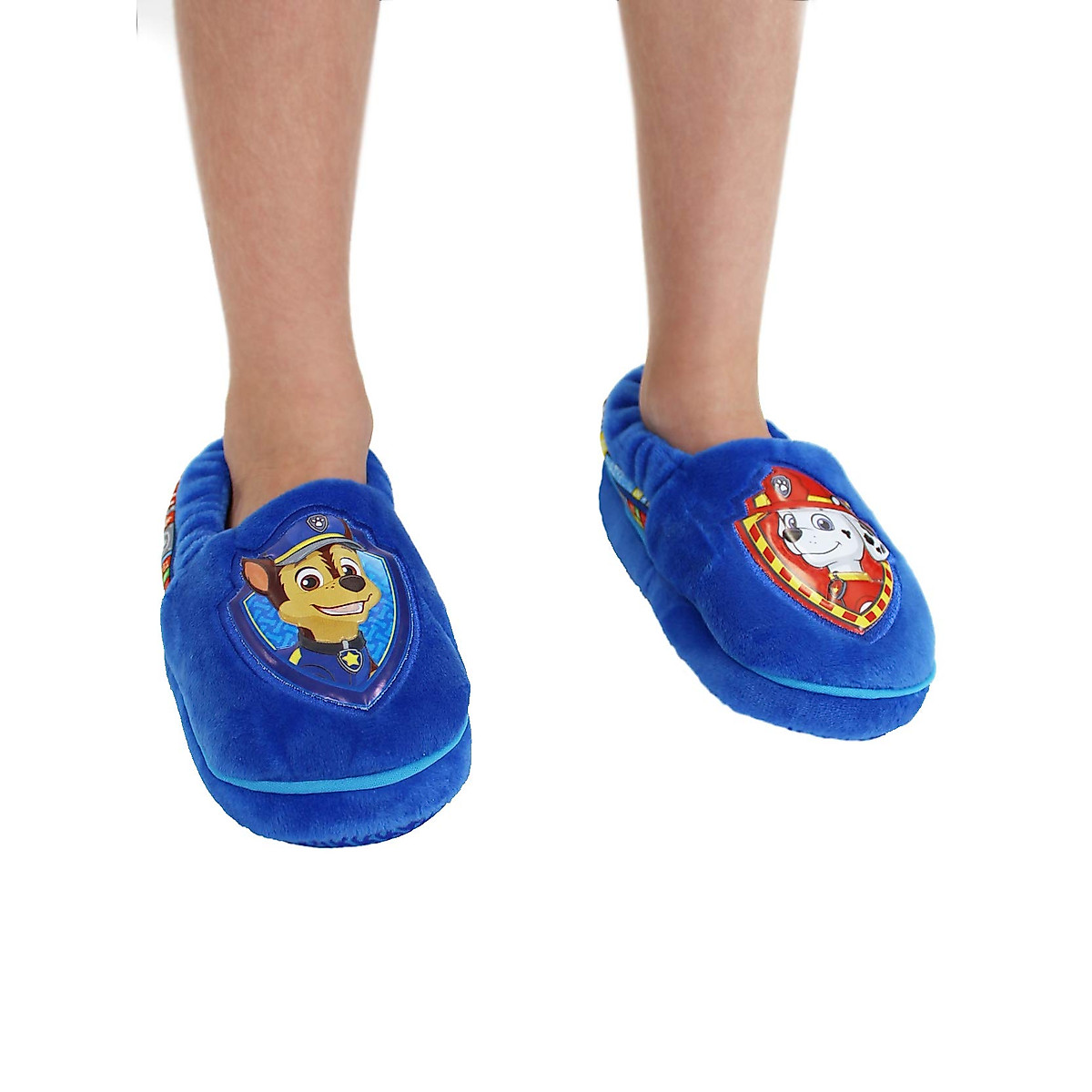 Josmo Kids Paw Patrol Chase Marshall Toddler Boys Plush Aline Slippers (7-8 M US Toddler, Blue/Red)