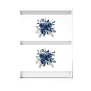 Navy Blue Bouquet Rub on Transfer, 6 x 6 inch Sheet - Dry Rub-On/Off Transfers Stickers for Decoupage Scrapbooking Crafts Mixed Media Collage Art