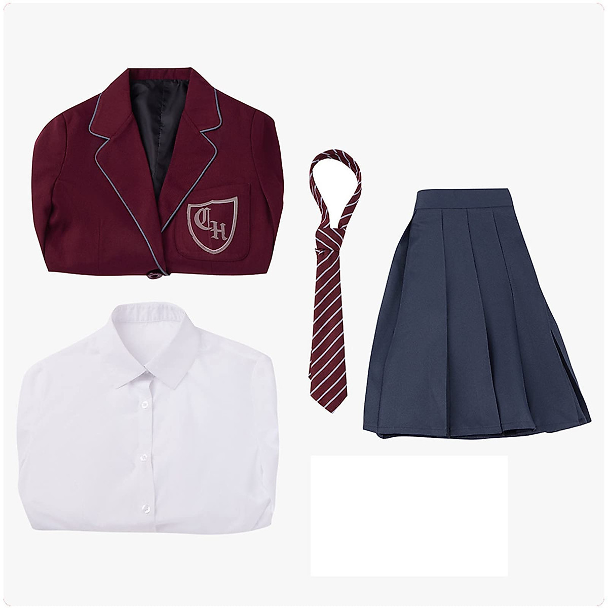 AwwwCos Matilda the Musical Cosplay Red Costume School Girl Dress Uniform Suit Skirt Tie Halloween Party Outfit Kids