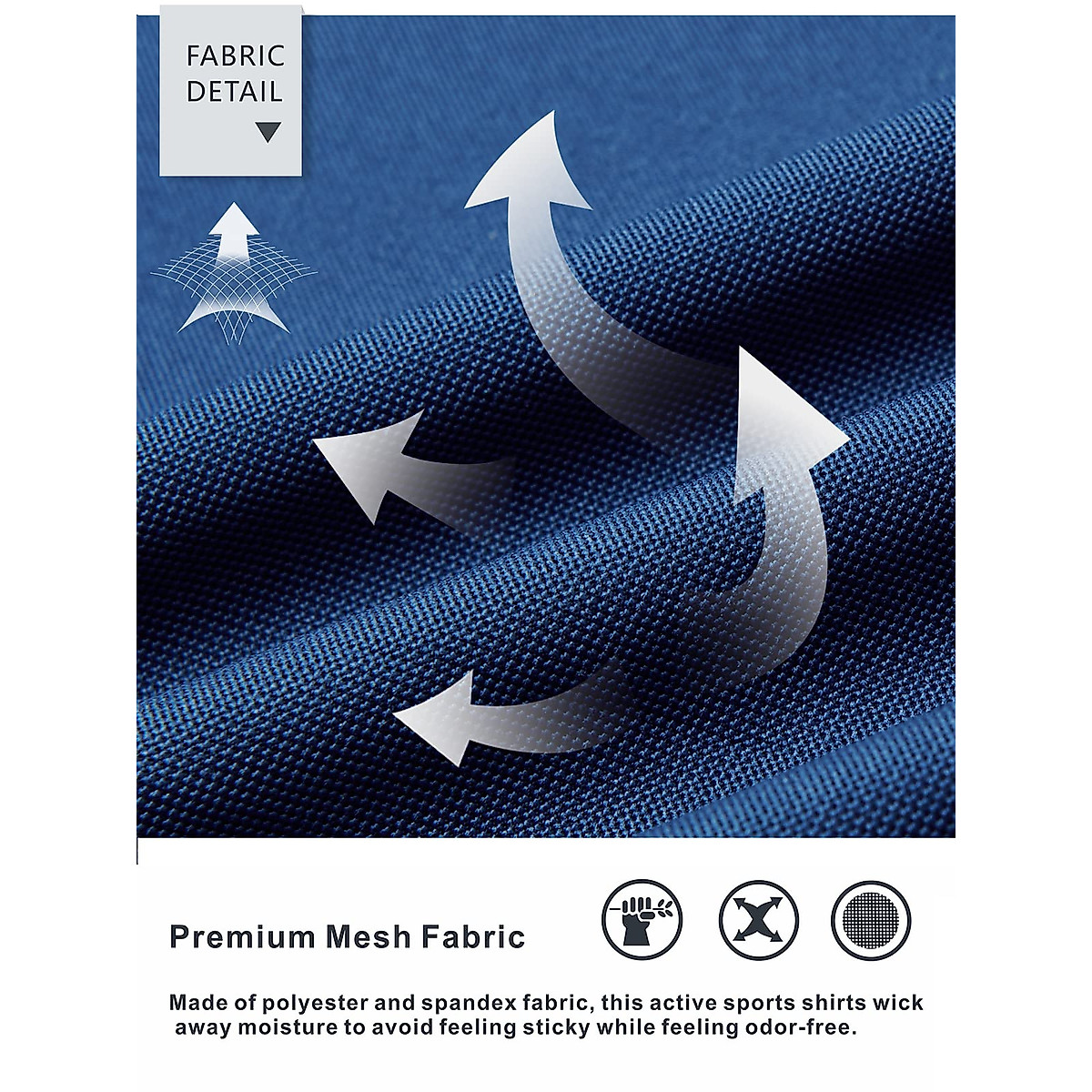 ALLZERO Men's Polo Shirt Quick Dry Long and Short Sleeve Activewear Shirts Performance Athletic Tennis Golf Collar Shirts DARKBLUE L