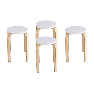 Cocoarm Wooden Round Stool,Anti-Slip Color Wood Stack Stool for Kitchen Home, Garden, Living and Class Room (White)