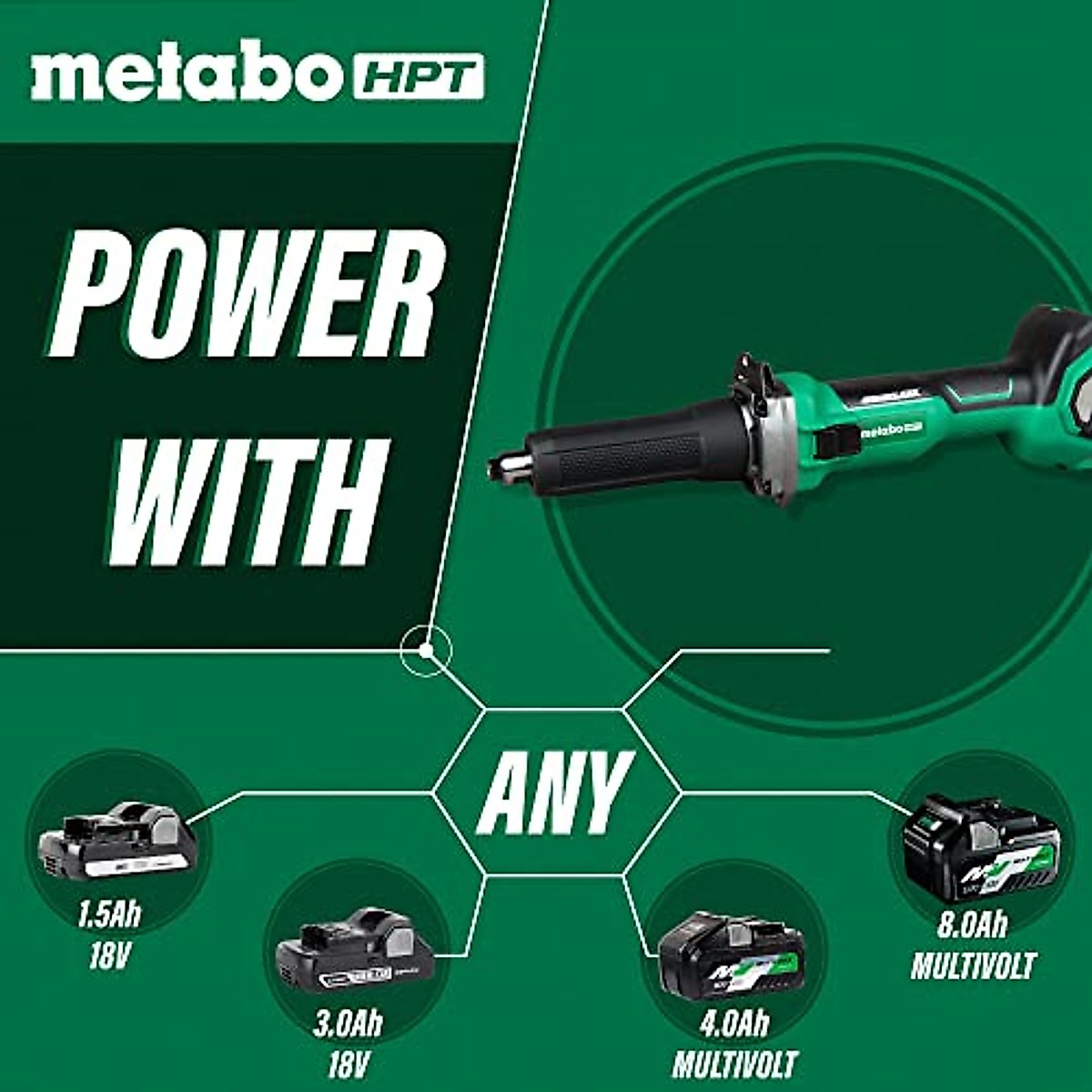 Metabo HPT 18V MultiVolt Cordless Die Grinder | Tool Only - No Battery | 2-Inch Wheel Diameter | Variable Speed | Slide Switch | GP18DAQ4