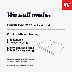 We Sell Mats 8 Inch Thick Bi-Folding Gymnastics Crash Landing Mat Pad, Safety for Tumbling, Back Handspring Training and Cheerleading, 4 ft x 8 ft, Blue