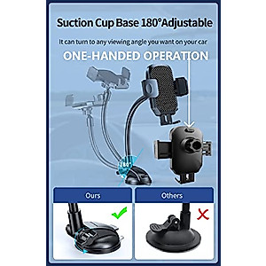 Cell Phone Holder for Car, Car Phone Holder Mount Long Arm for Truck Car Dashboard Windshield Air Vent Sturdy Phone Holder Strong Suction Anti-Shake Stabilizer for iPhone 14 13 12 Pro Max ,Samsung S21