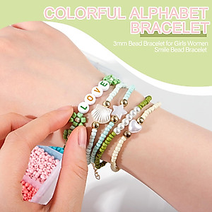 3mm Glass Seed Beads for Bracelet Jewelry Making 24 Colors Bracelet Making Kit for Girls Adults Friendship Bracelet Making Kit with Letter Beads