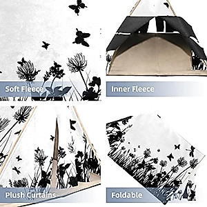 enheng Small Pet Hideout Grass Flowers Butterfly Silhouettes Hamster House Guinea Pig Playhouse for Dwarf Rabbits Hedgehogs Chinchillas