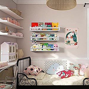 Lixintray Floating Bookshelf 24 Inches Set of 3, Wall Mounted Nursery Book Shelves for Bathroom Decor, Kids Room, Kitchen Spice Rack, Book Shelf Organizer for Baby Nursery Decor
