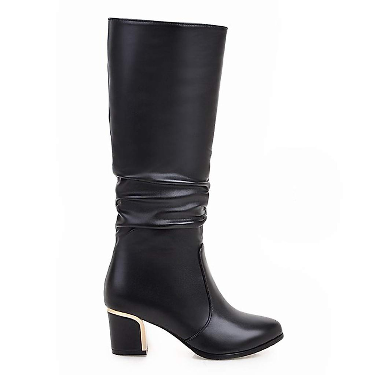 Knee High Boots for Women,Jchen Lady PU Leather Knee High Fall Winter Casual Boots Chunky Heels Zipper Roma Boots Shoes