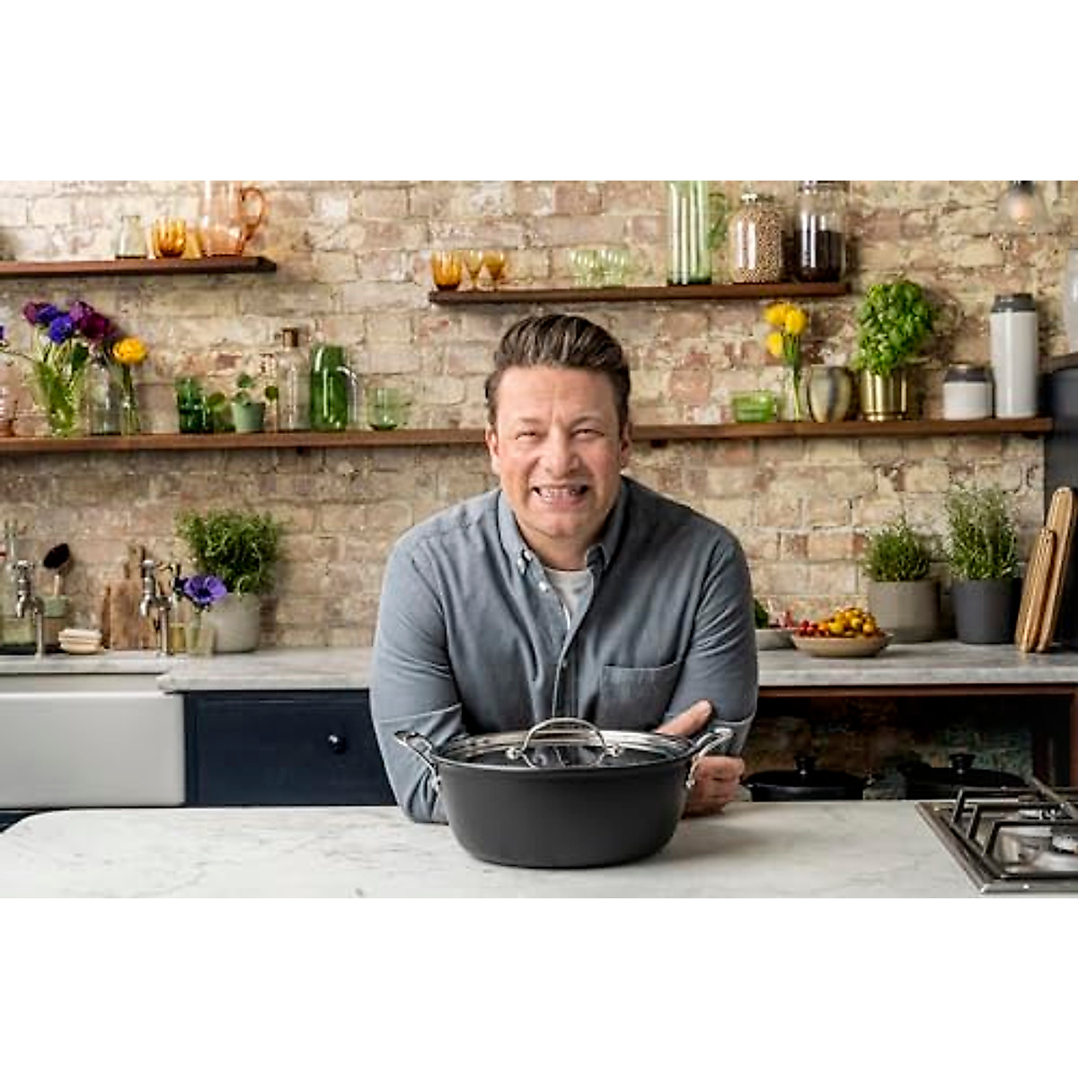 Tefal Jamie Oliver 30 cm Big Batch Pan, Non Stick Hard Anodised, H9125444