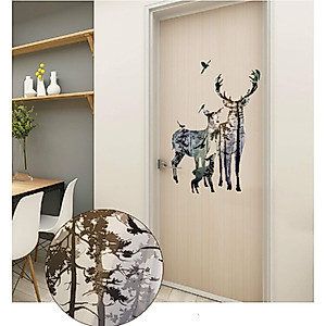 CHengQiSM Colorful Forest Deer and Bird Wall Decals Elk Wall Stickers Sika Deer for Bedroom Living Room Baby Room Stickers