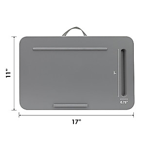 LAPGEAR Sidekick Lap Desk with Device Ledge and Phone Holder - Gray - Fits up to 15.6 Inch Laptops - Style No. 44215