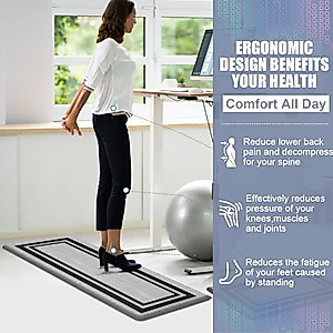 WEZVIX Anti Fatigue Kitchen Floor Mat 2 PCS, 1/2 Inch Thick Comfort Cushioned Standing Mat Set, Non Skid Kitchen Rugs and Mats Waterproof PVC Memory Kitchen Mats for Floor Sink Office Laundry, Black