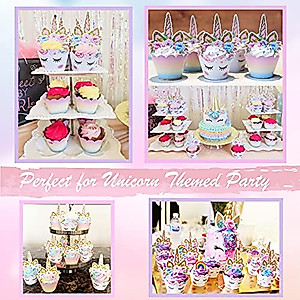 Unicorn Cupcake Toppers and Wrappers Decorations (30 of Each) - Reversible Rainbow Cup Cake Liners with Unicorn Topper | Cute Decorating Supplies for Girl Birthday Party