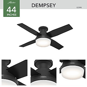 Hunter Fan Company 52390 Dempsey Ceiling Fan, 44 Inches, Matte Black