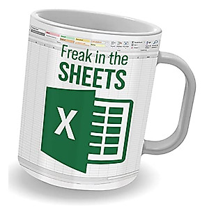 LPVLUX Freak In The Sheets Mug, Funny Spreadsheet Mug Great Gifts For Coworkers, Accounting, Boss, Friend Gifts Christmas, Birthday, New Year Day, Shortcut Mug