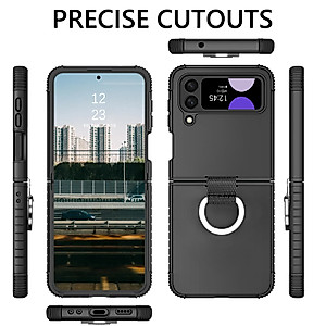 GUAGUA Compatible with Samsung Galaxy Z Flip 3 Case 5G 6.7 Inch Hybrid 2 in 1 Hard PC Soft TPU Heavy Duty Rugged Shockproof Full-Body Protective Phone Cover for Samsung Z Flip3, Black